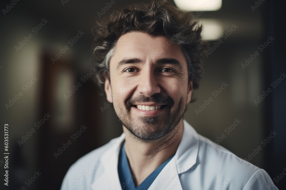 Medium shot portrait photography of a grinning doctor in his 30s ...