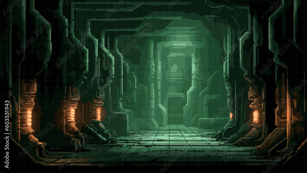 pixel art game level background, 8 bit, dungeon, underground arcade ...