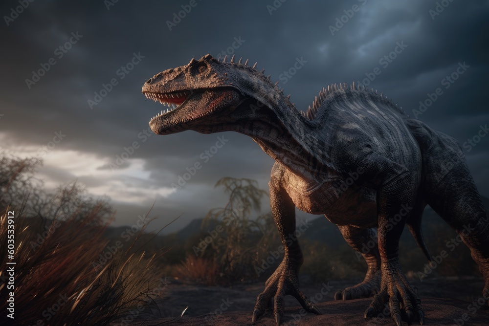 Dinosaurs. Extinct species of animals. Big strong toothy predators ...