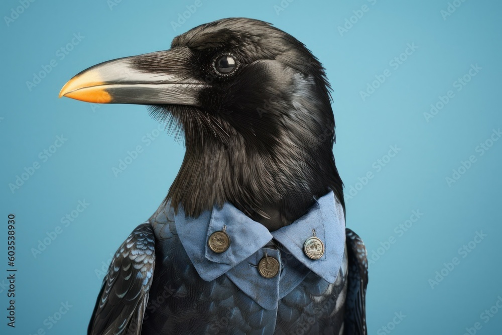 Anthropomorphic Black Crow dressed in human clothing. humanized animal ...