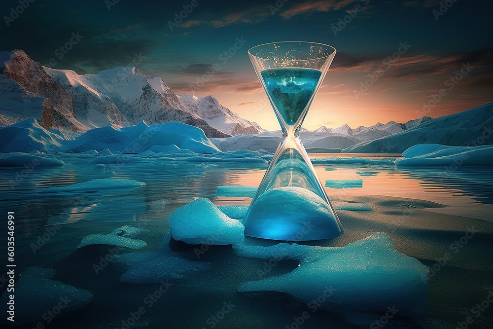 Melting glaciers, floods, icebergs of the North Pole. Global warming of ...