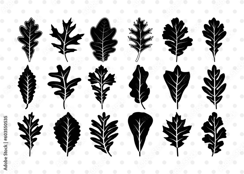 Oak Leaves SVG Cut Files | Oak Leaves Silhouette | Leaf Svg | Foliage ...