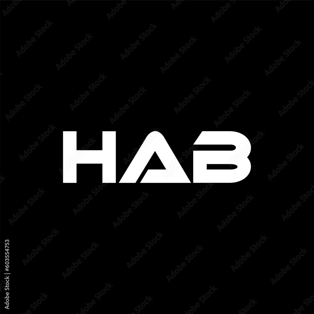 HAB letter logo design with black background in illustrator, vector ...