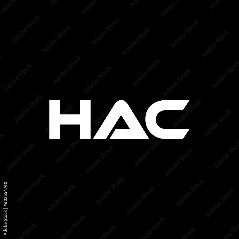 HAC letter logo design with black background in illustrator, vector ...