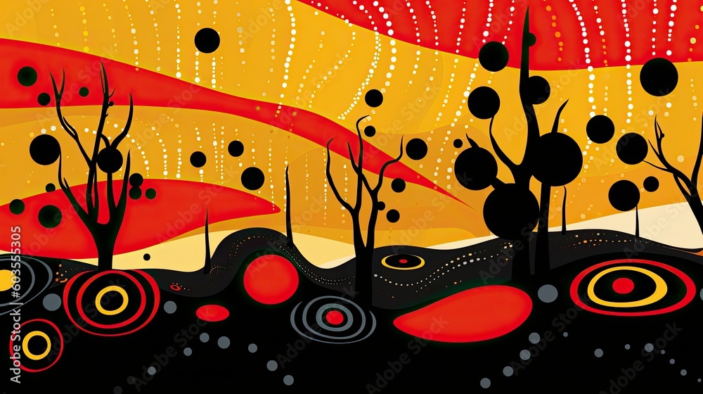 Australia Aboriginal inspired background with dreamtime and songlines ...