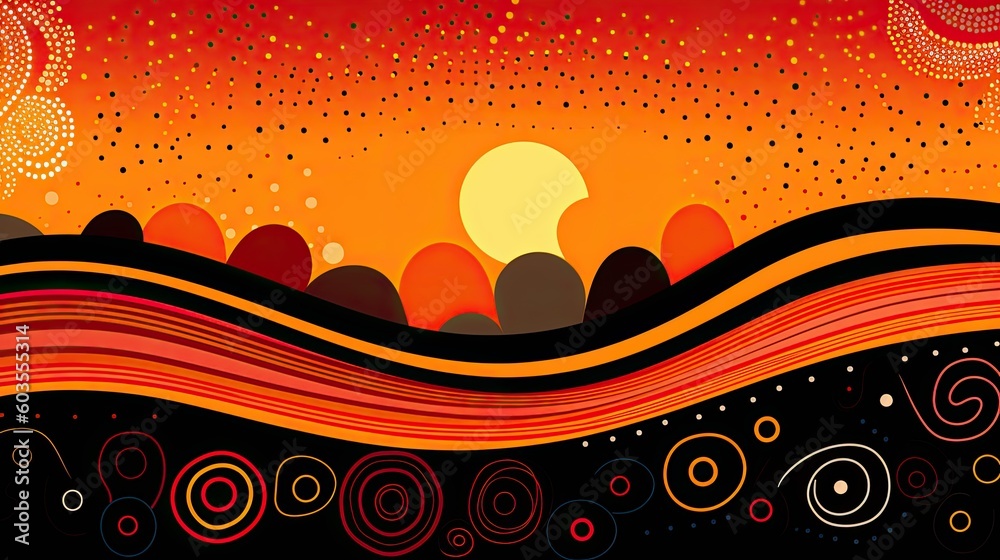 Australia Aboriginal inspired background with dreamtime and songlines ...