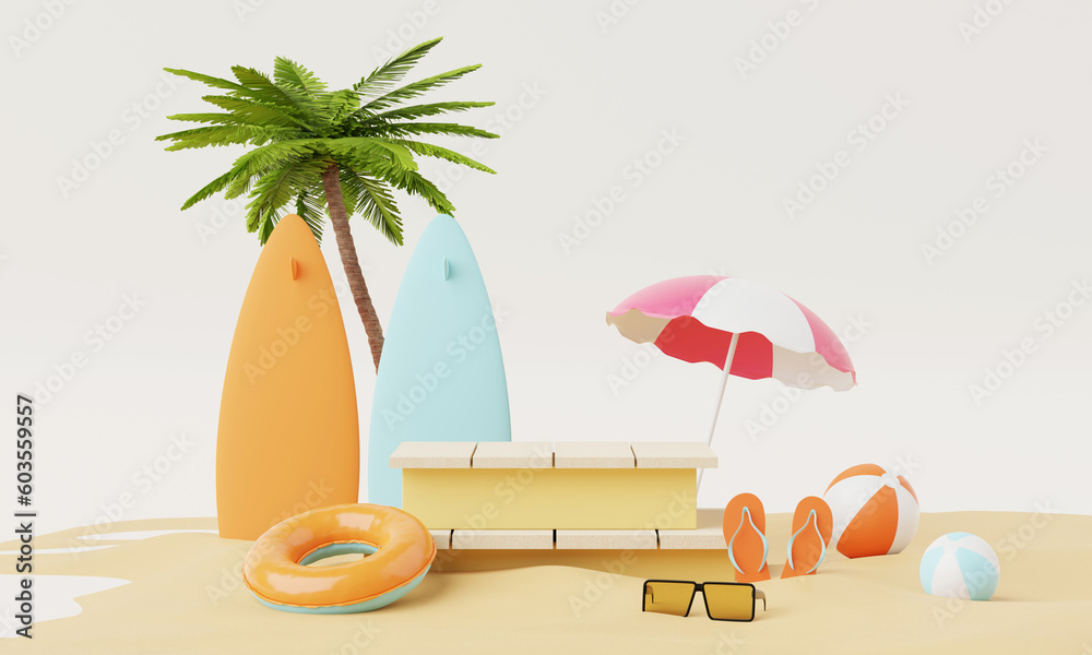 Summer vacation beach abstract background concept, Minimal Realistic ...