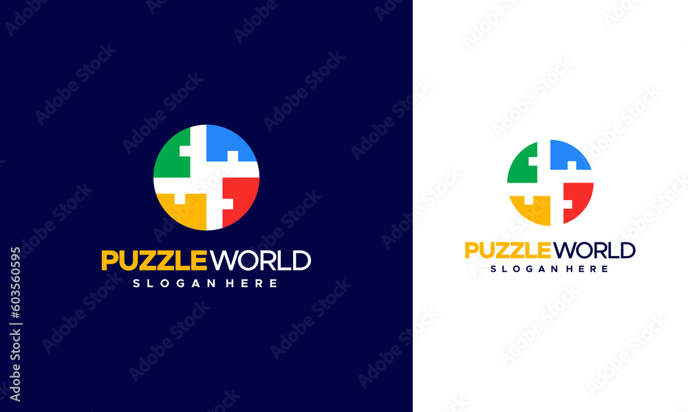 Puzzle world logo designs concept vector, Education puzzle logo, Kids ...