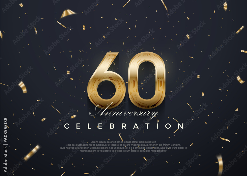 60th anniversary celebration, vector 3d design with luxury and shiny ...