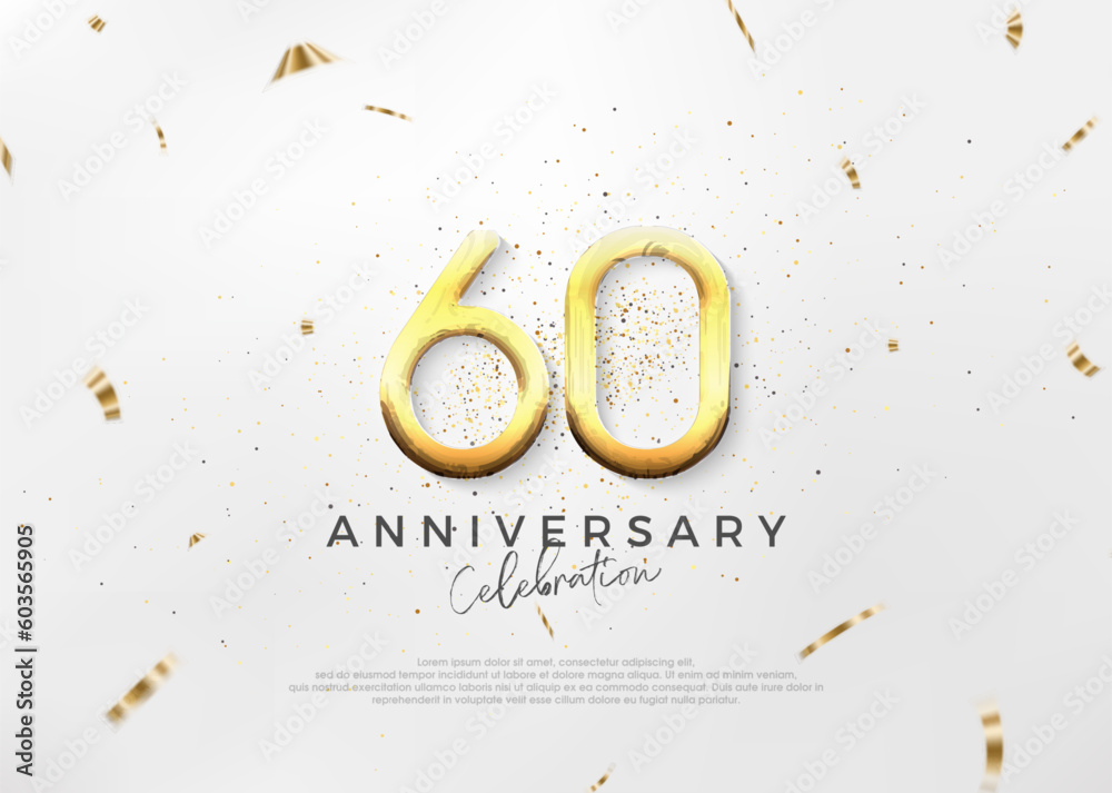 Simple and bright 60th anniversary design with luxurious and elegant ...