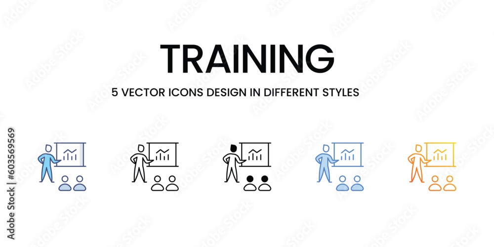 Training Icon Design in Five style with Editable Stroke. Line, Solid ...