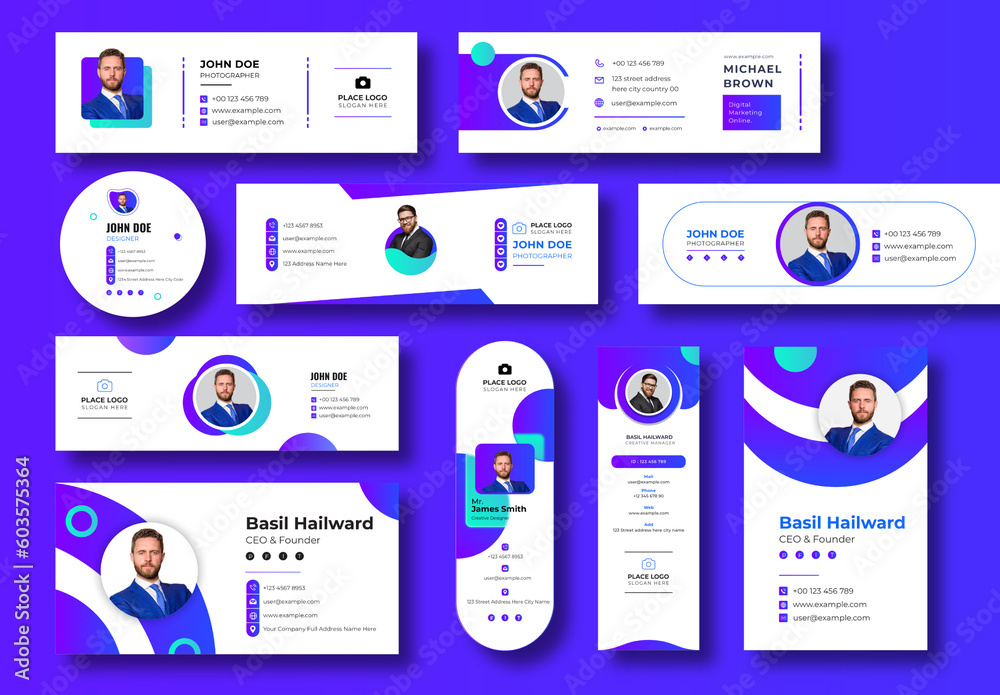 Gradient Theme Email Signature Layout Stock Template | Adobe Stock