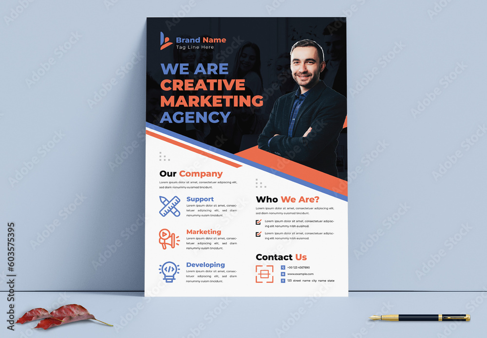 Marketing Agency Flyer Design Layout Stock Template | Adobe Stock