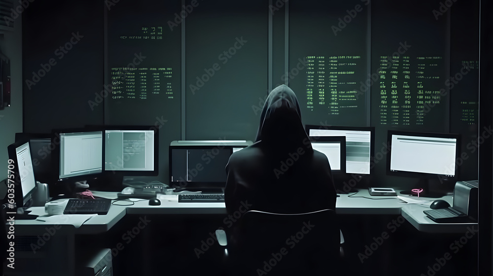 Anonymous hacker. Concept of dark web, cybercrime, cyberattack, etc. AI generated image Stock ...