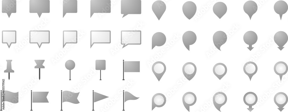 Pin icon set. Collection of high quality outline technology pictograms ...