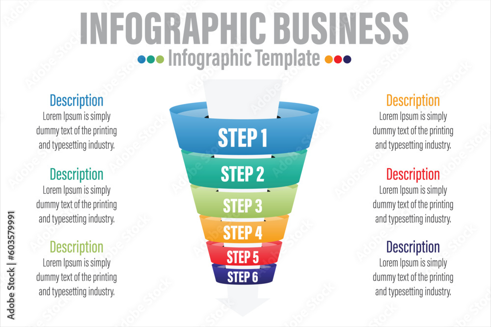 Vetor de Infographic funnel block chart concept for slide presentation ...