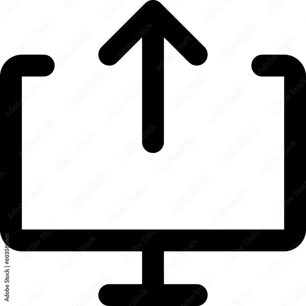 simple upload dekstop icon illustration in outline style used for web ...