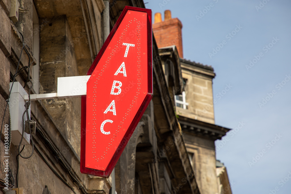 tabac french logo brand and sign text front facade entrance wall france ...