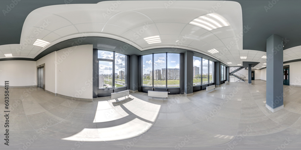 full seamless spherical hdri 360 panorama view in empty modern hall ...