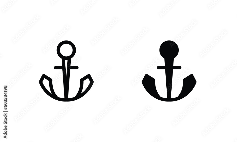 Anchor, maritime outline icon set. creative harbour, port line icons ...
