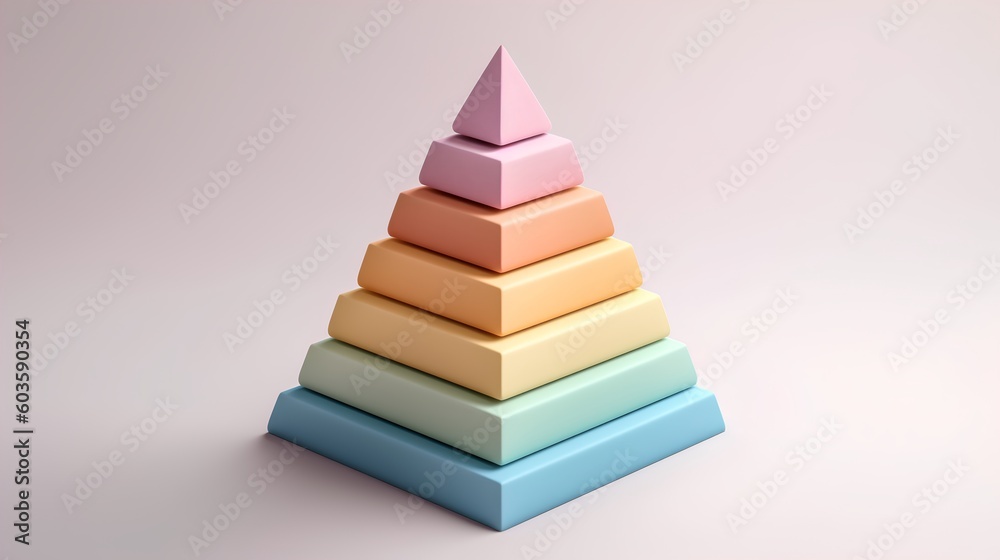 Pastel-colored pyramid with levels, showcasing blank shapes as a ...