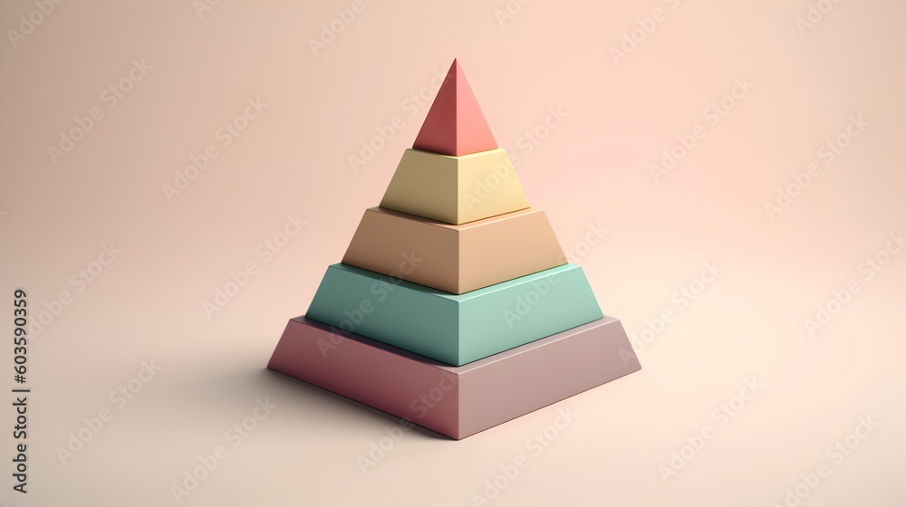 Pastel-colored pyramid with levels, showcasing blank shapes as a ...