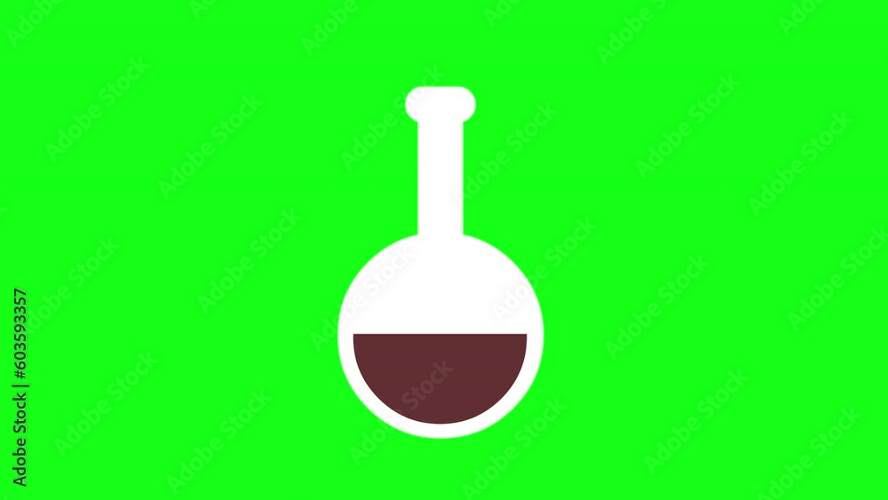 Illustration of a chemistry glass flask boiling chemicals. 2D cartoon ...