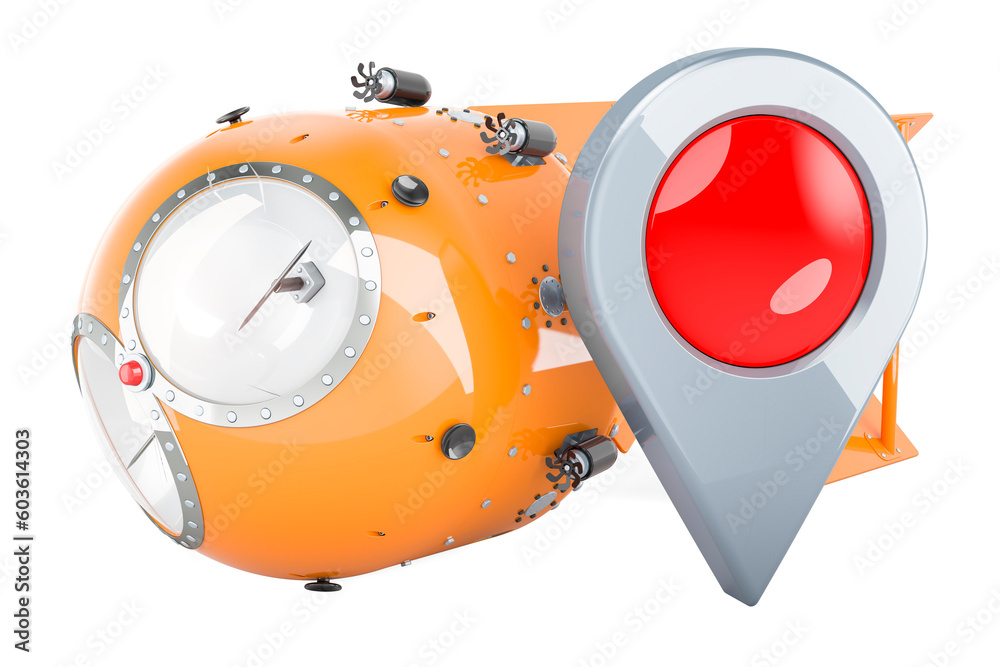 Atomic bomb, nuclear weapon with map pointer, 3D rendering Stock ...