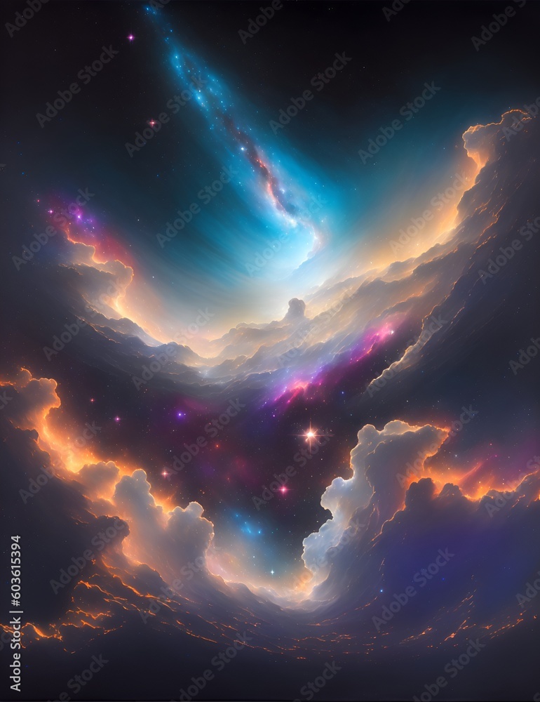 Illustration of a breathtaking night sky filled with stars and wispy ...