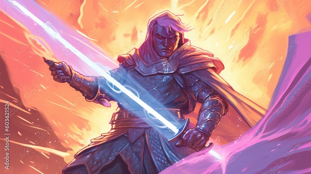 A paladin smiting evil with a radiant sword. Fantasy concept ...