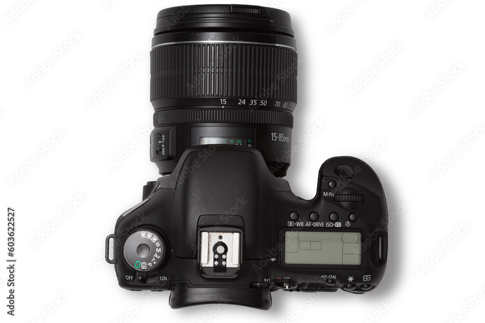 photo of used modern black DSLR camera isolated over a transparent ...