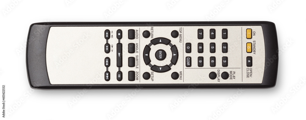 photo of used modern av receiver / home theater remote control isolated ...