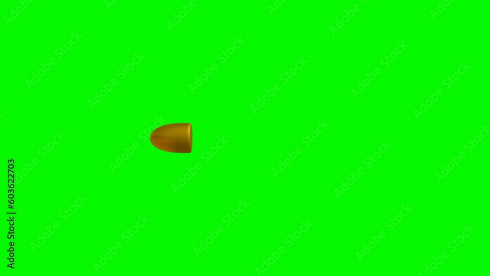 Realistic flying 9mm bullet in slow motion on green screen chroma key ...
