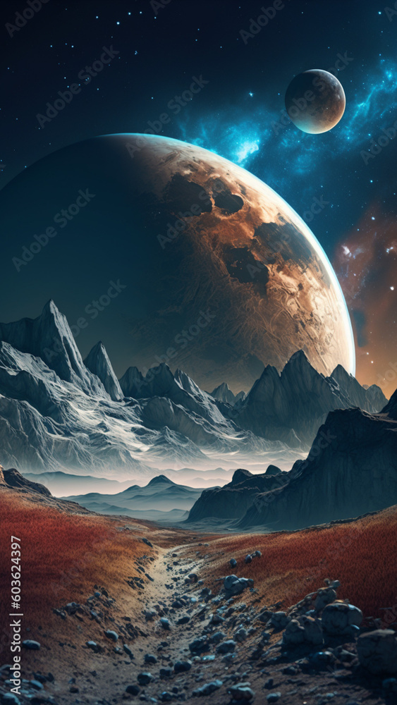 Beautiful space design, planets, Mars, Venus, Earth, Abstract ...