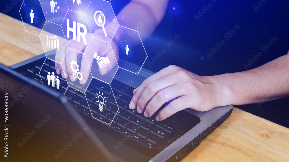 Businessman hand pressing human resources button, Human resources, HR ...