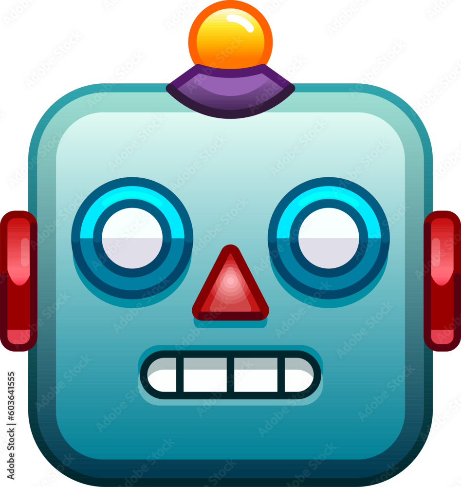 Top quality emoticon. Head of classic vintage tin toy grimace robot ...
