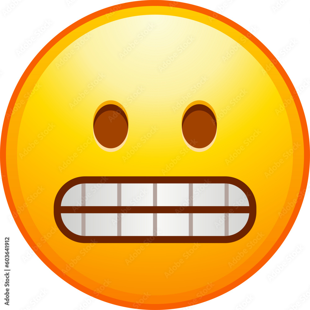 Top quality emoticon. Grimacing emoji. Awkward emoticon with clenched ...