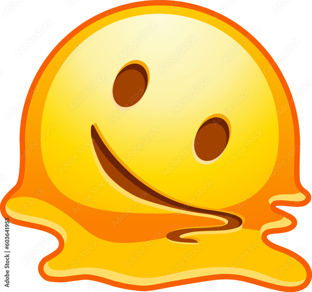 Top quality emoticon. Melting emoji. Melted yellow face with exhausted ... Top quality emoticon. Melting emoji. Melted yellow face with exhausted ...