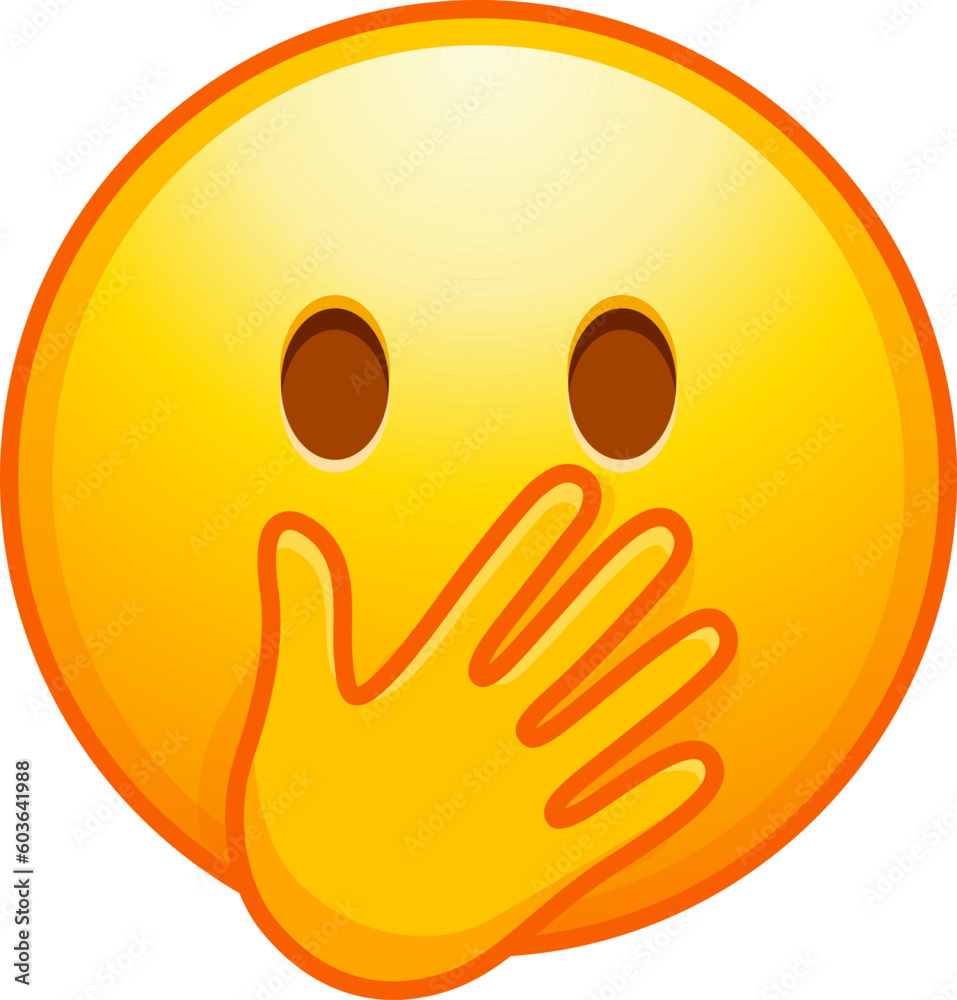 Top quality emoticon. Embarrassed emoticon, cover mouth with hand ...
