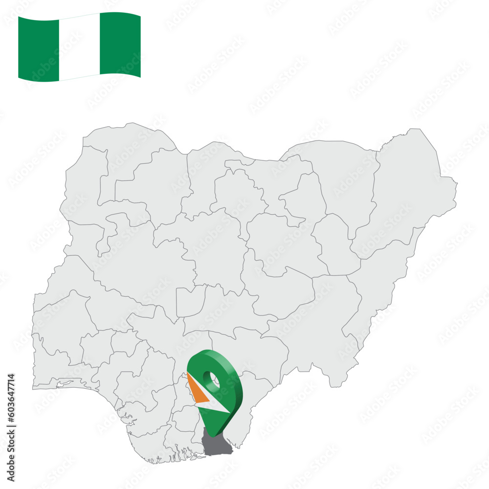 Location Akwa Ibom State on map Nigeria. 3d Akwa Ibom location sign ...