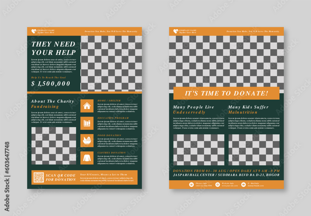 Vertical Concept Charity, Social Activity, and Donation Flyer Template ...