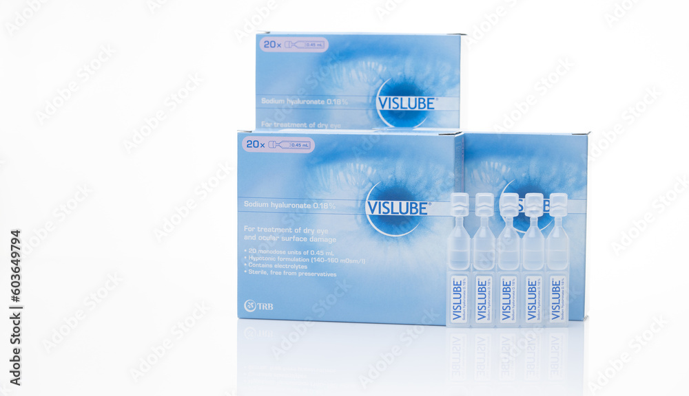 CHONBURI, THAILAND-MAY 3, 2023: Vislube artificial tears. Lubricating ...