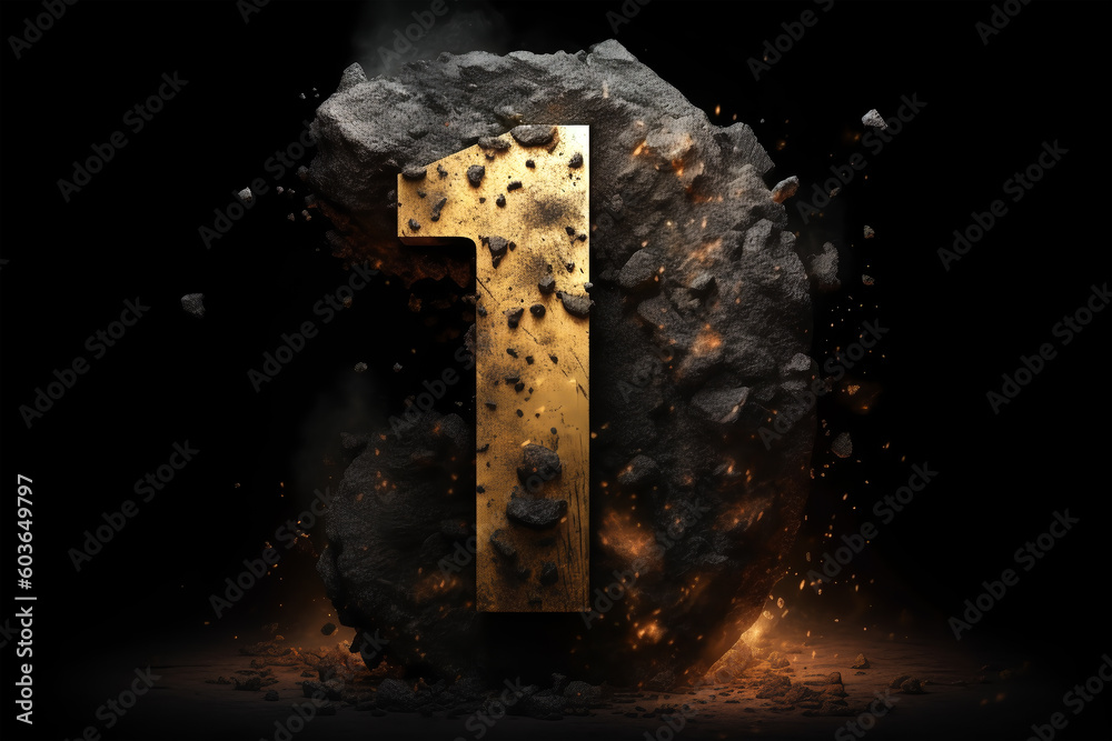 Gold number 1, one, first place, lider position, chempion. Anniversary ...