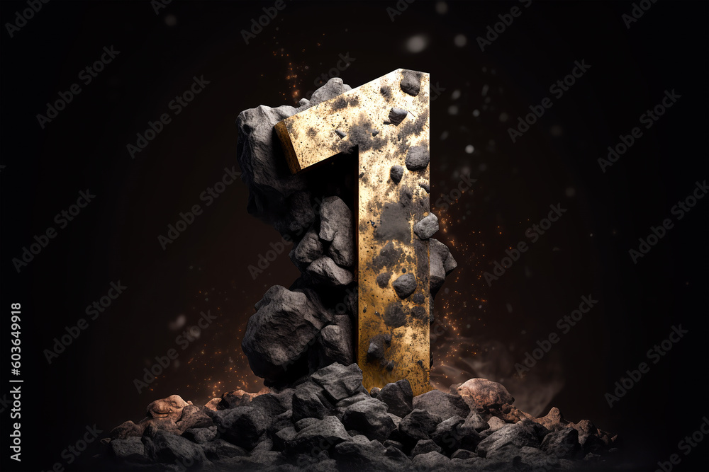 Gold number 1, one, first place, lider position, chempion. Anniversary ...