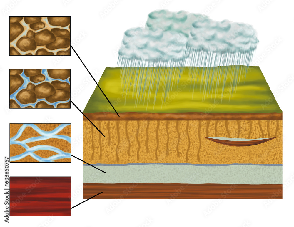 Groundwater, groundwater follows, water cycle in nature geological ...