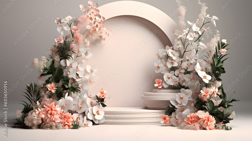 Flowers surround the main image of e-commerce product display platform ...