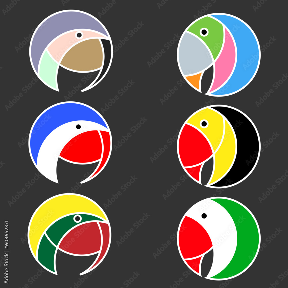 Logo style head of parrot coloured in countries flag colours Stock ...