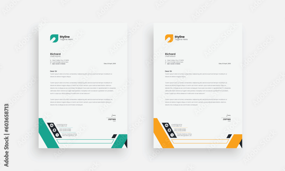 company branding letterhead template design, professional letterhead ...