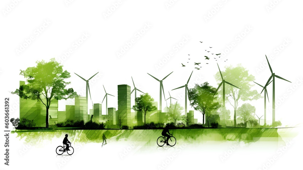 Sustainable development concept, sketch isolated on a white background ...