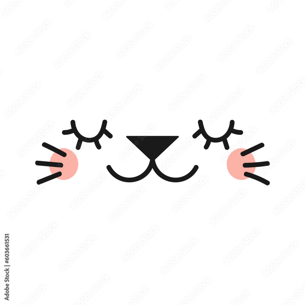 Kawaii cat, kitty face, cute cartoon character illustration. Hand drawn ...